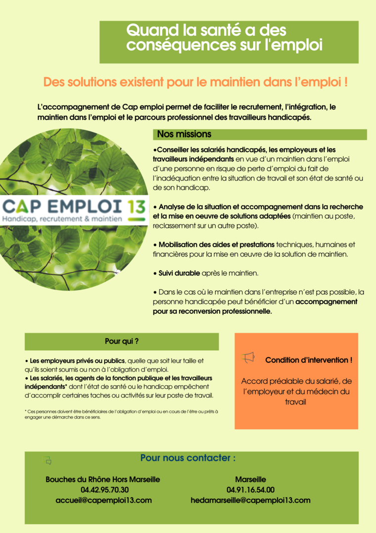 Le maintien dans l'emploi - Cap emploi 13